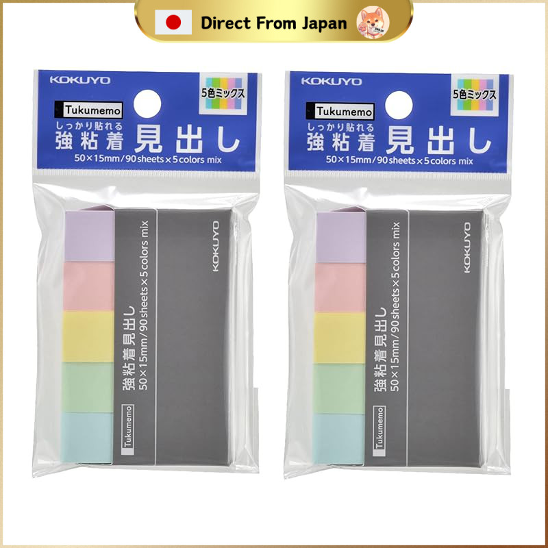 Kokuyo Sticky Notes Tack Memo Strong Adhesive 50mm×15mm 90 sheets 5 ...