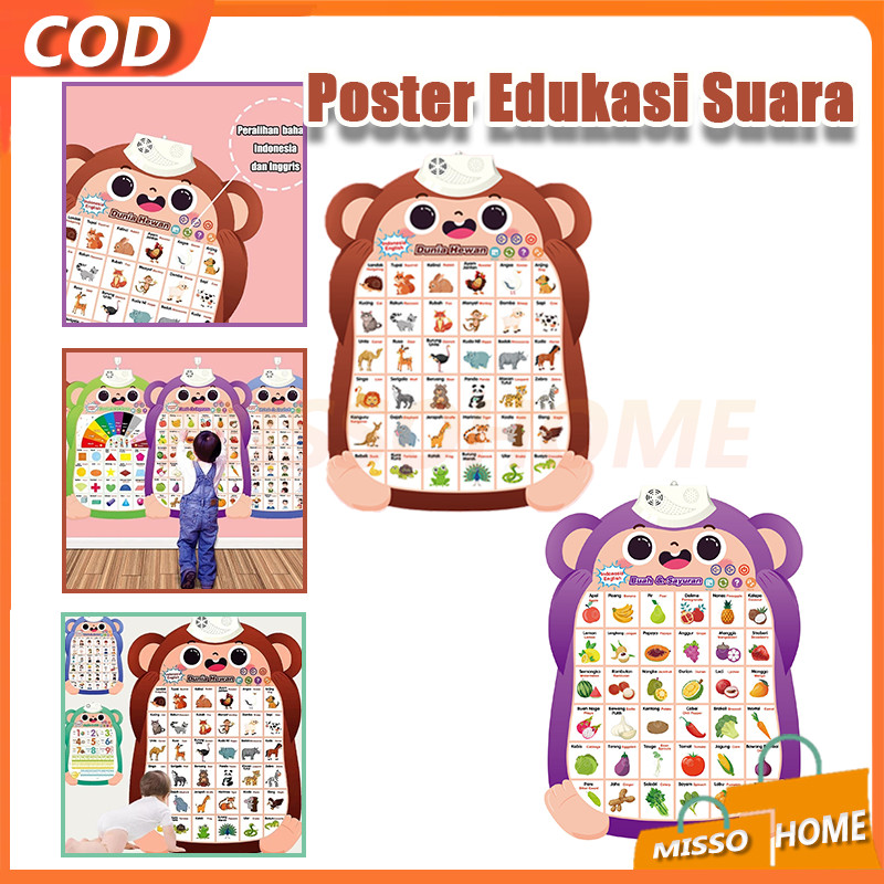 Children's Educational Number and Letter Poster/Indonesian Bilingual ...