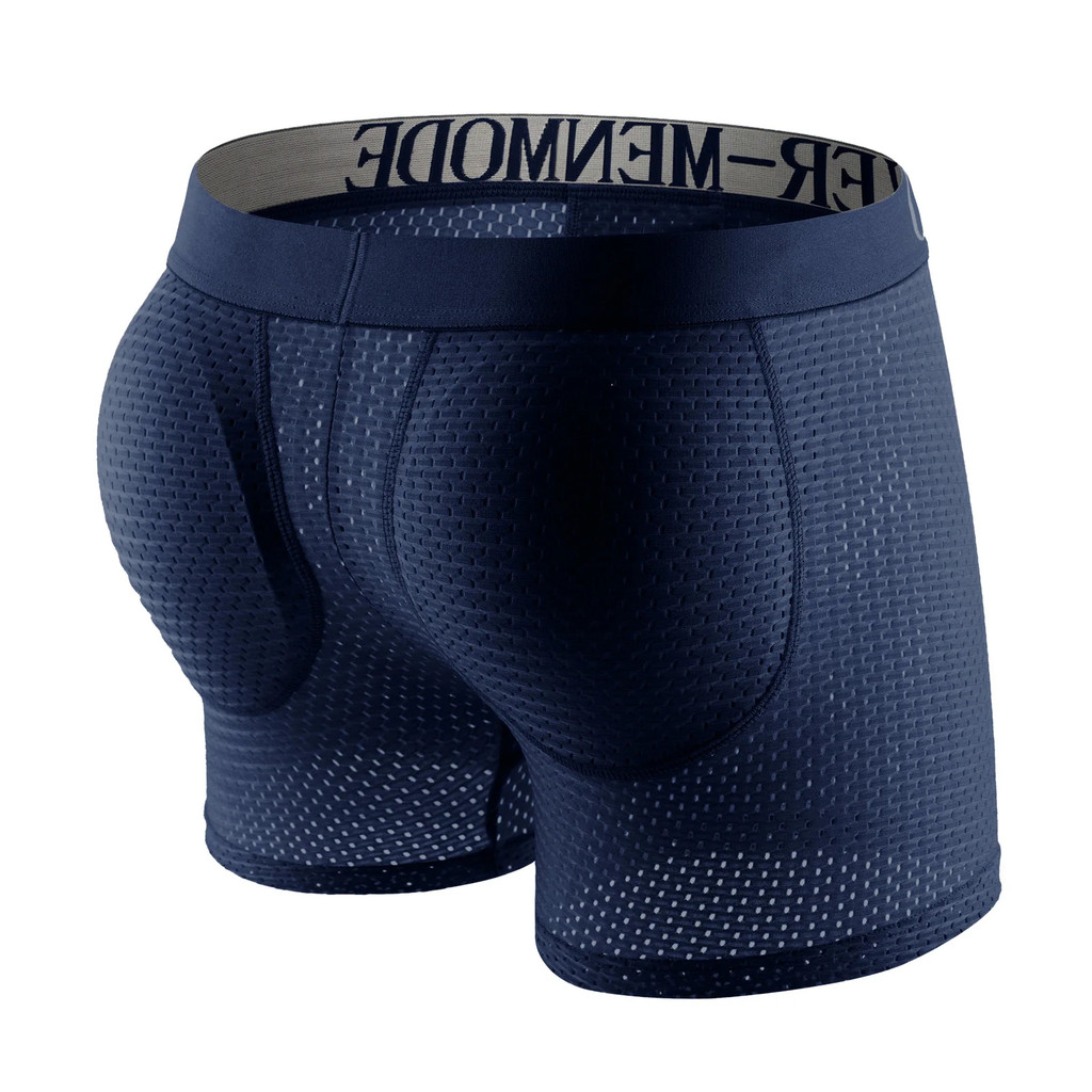 Men Padded Boxer pants Underwear Mesh Boxer Lifter Enlarge Hip Push Up ...