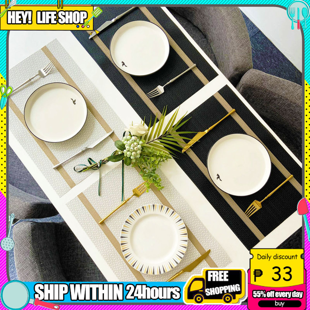 PVC Dining Table Mat Set Waterproof Oil Resistant Washable Insulation ...