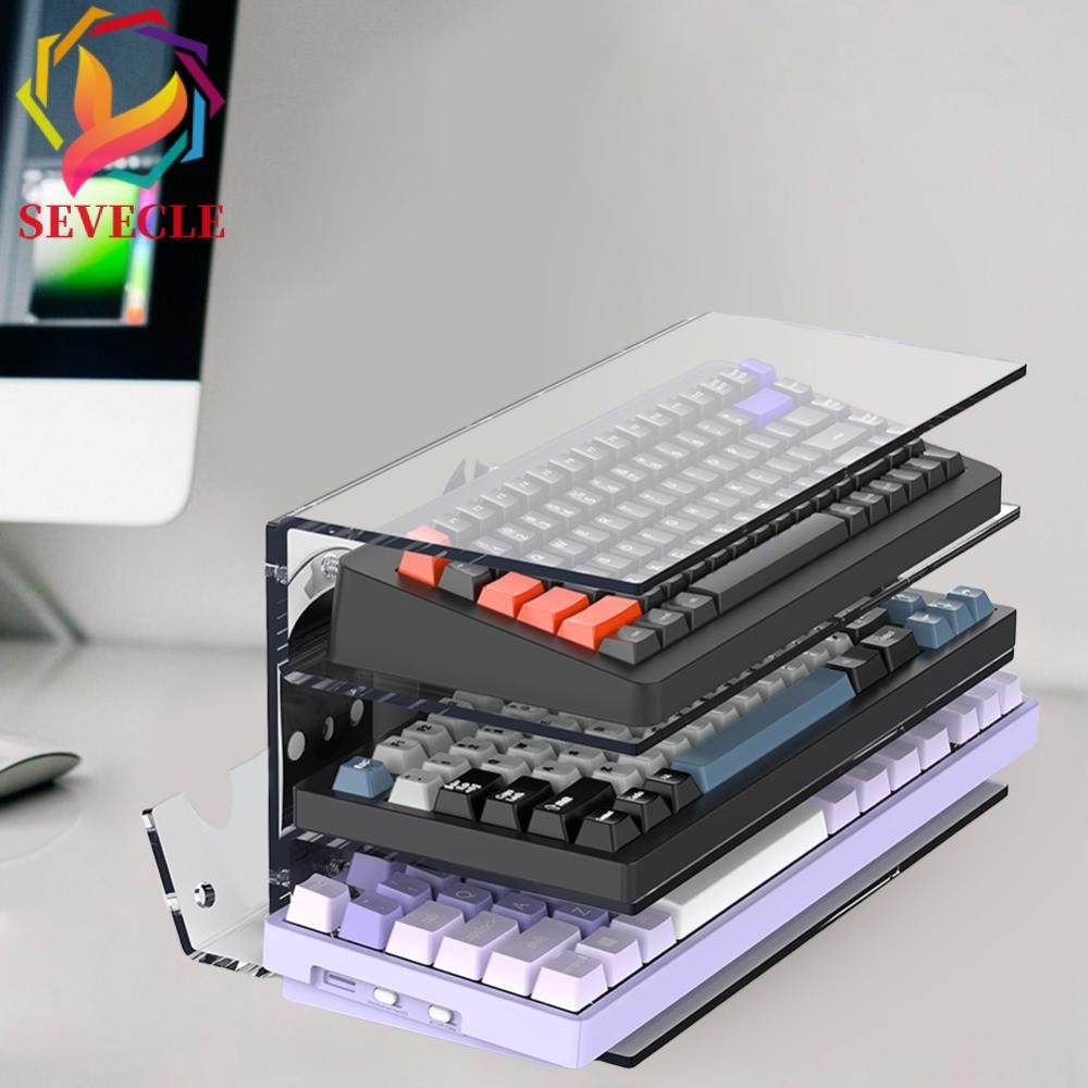 Keyboard Mouse Desktop Organizer Acrylic 3 Tier Stand Frame Shelf ...