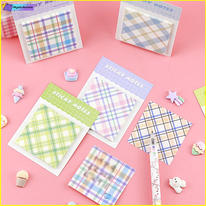 【⭐MA】Simple Style Plaid Post-it Sticker Student Award Office Portable ...