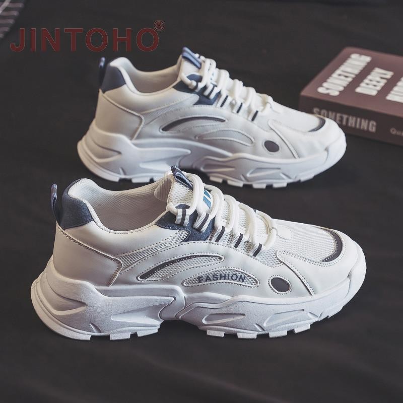 JINTOHO Men's Shoes 2024 Breathable Mesh Surface Casual Sports Mesh Shoes Classic Fashion White ...