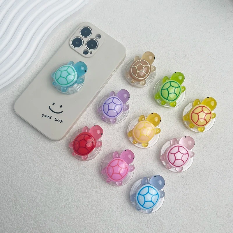 Cartoon Cute Luminous Colored Turtle Phone Holder Griptok Finger Ring ...