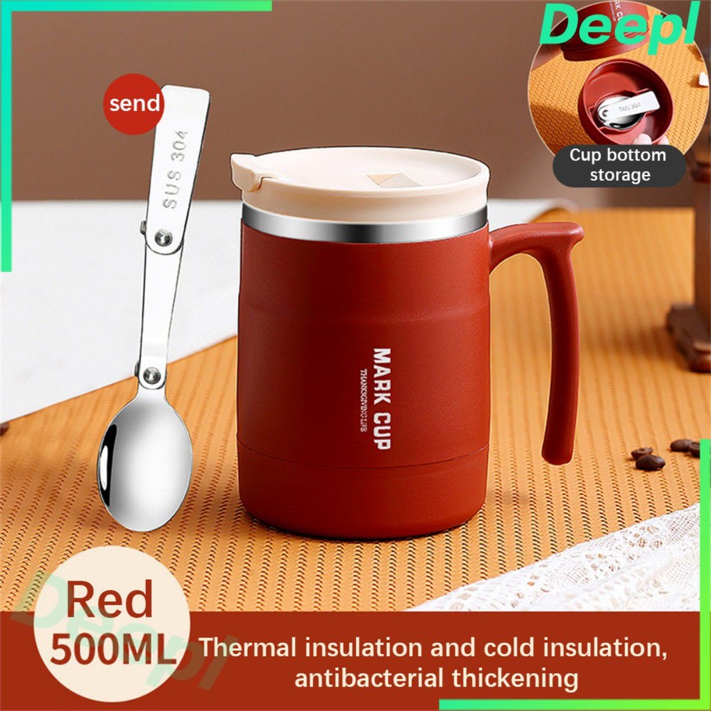 500ml Stainless Steel Thermal Coffee Mug Cold Water Drinks Metal ...