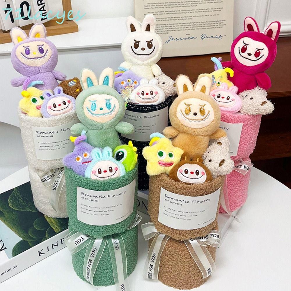 LACYES Labubu Plush Doll Bouquet, Stuffed Cute Cartoon Plush Flower ...