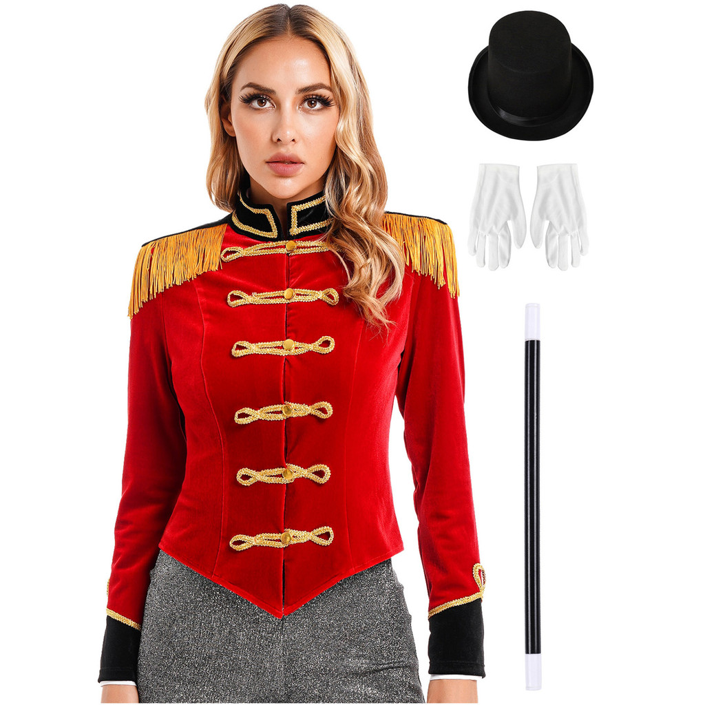 Ocealan Women Magician Circus Ringmaster Costume Long Sleeve Stand ...