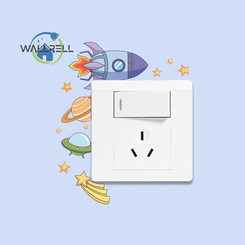 Wallrell> Space Planet Rocket Light Switch Sticker For Home Decor ...