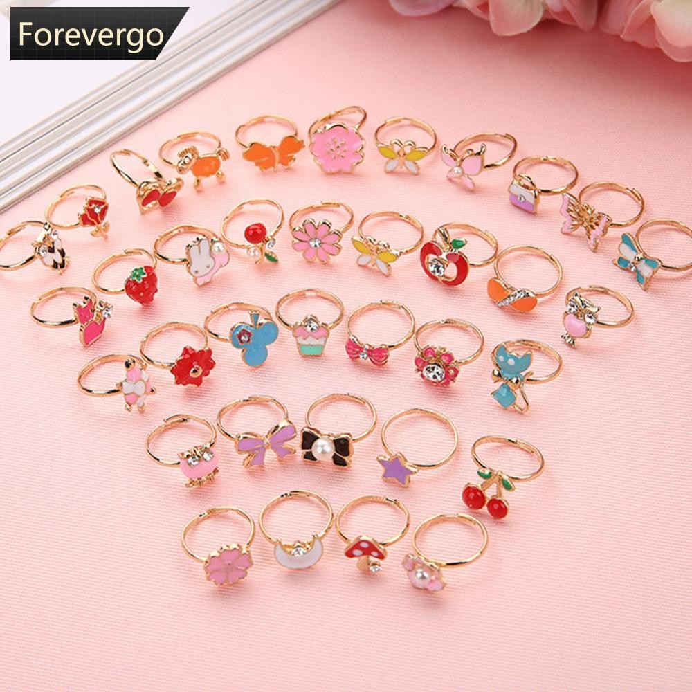 FOREVERGO 12/36Pcs Shiny Adjustable Children's Cartoon Rings Candy ...