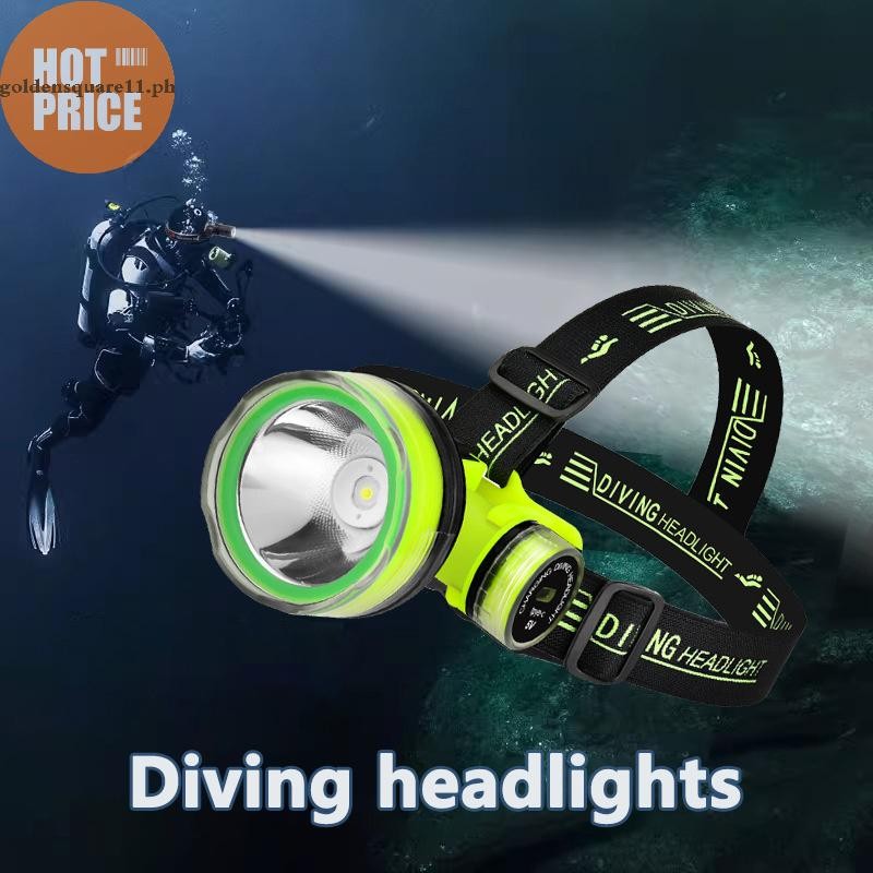 GOLDEN Portable Rechargeable Diving Headlight 350m Underwater 2 Light ...