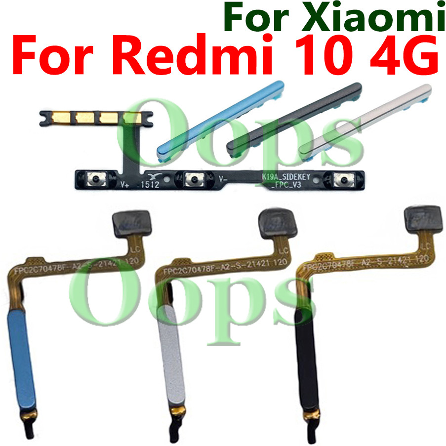 For Redmi 10 4G Fingerprint Sensor Scanner Touch ID Power Switch On Off ...
