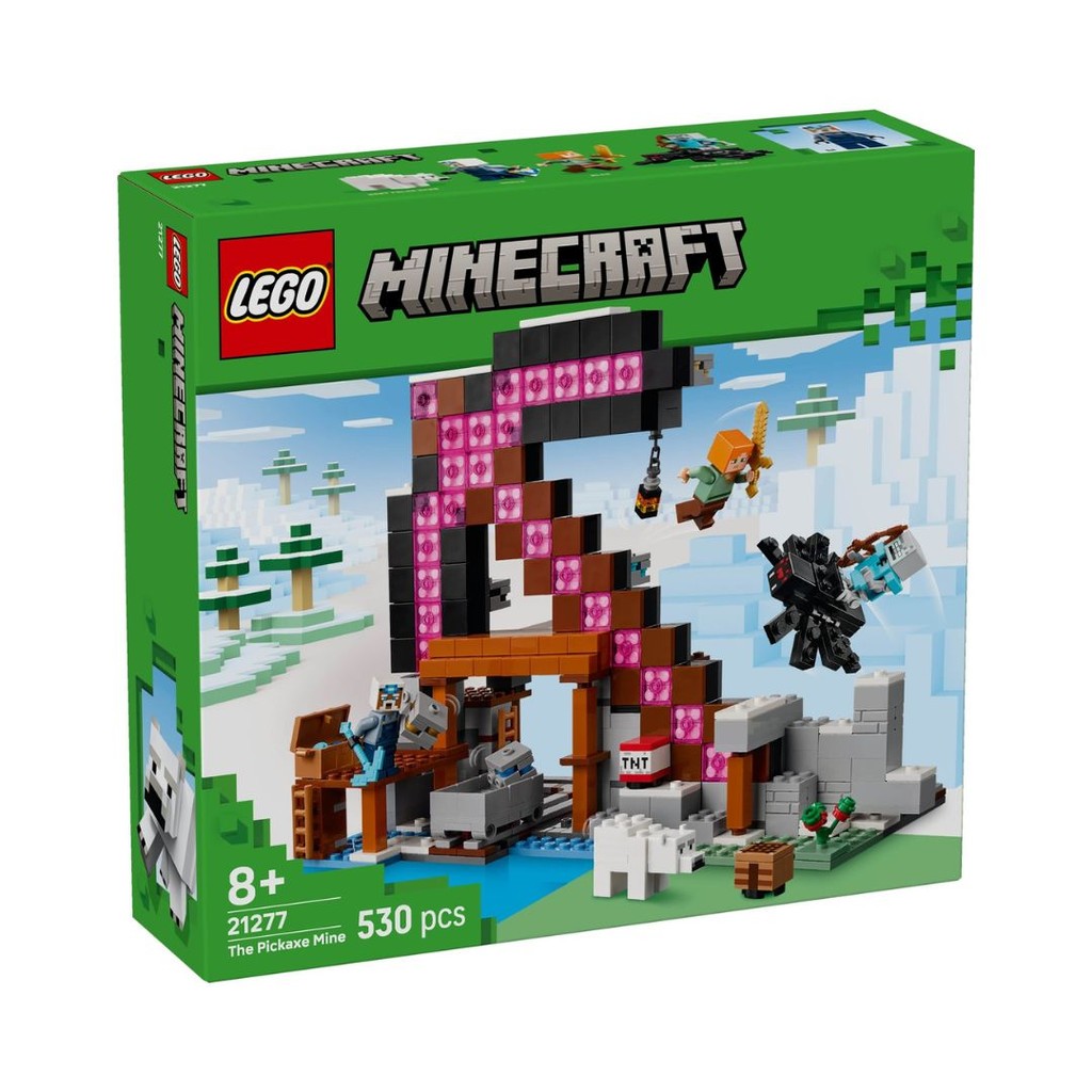 LEGO 21277 Minecraft The Pickaxe Mine Building Toy Set (530 Pieces ...