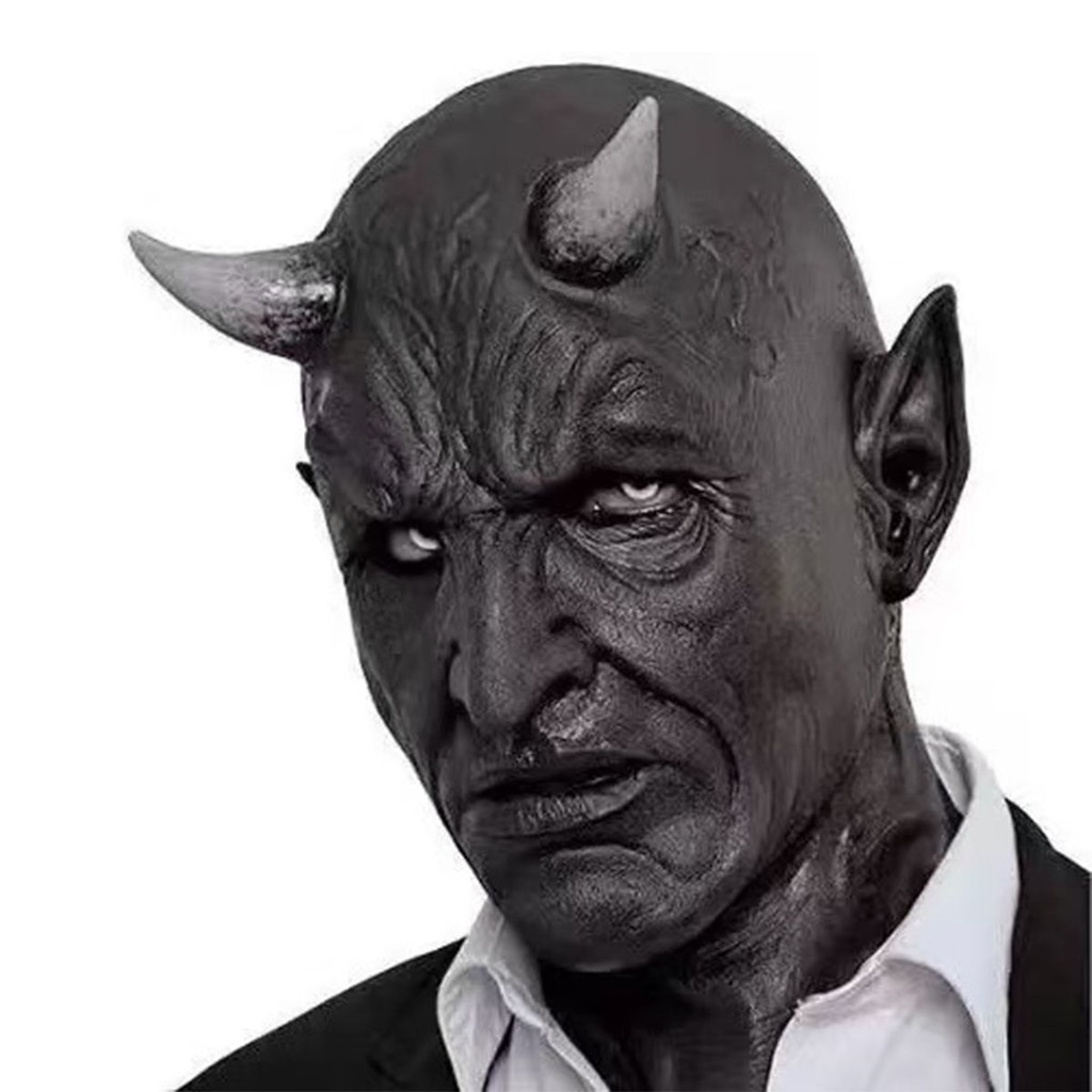 Halloween Mask Horror Horns Demon Headgear Horror Monster Latex Mask ...