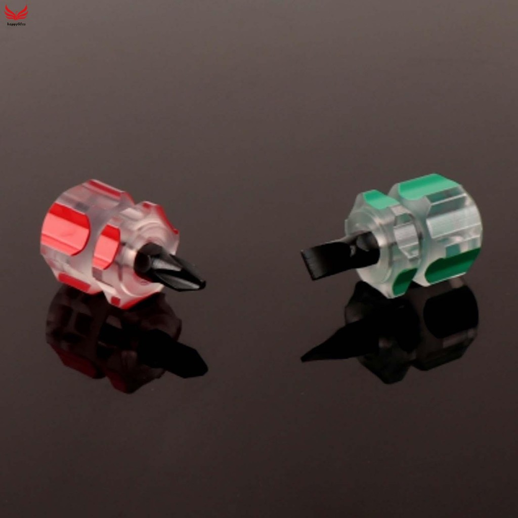Ultra Short Stubby Screwdriver Bright Colors with Clear Plastic Handles ...