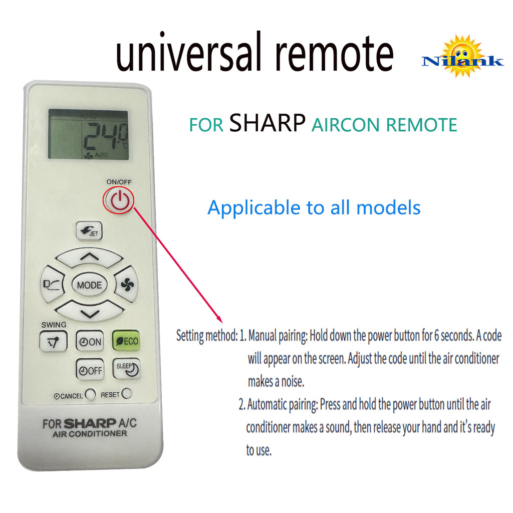 Nilank New Universal SHARP AirCon Remote Control Compatible with All ...