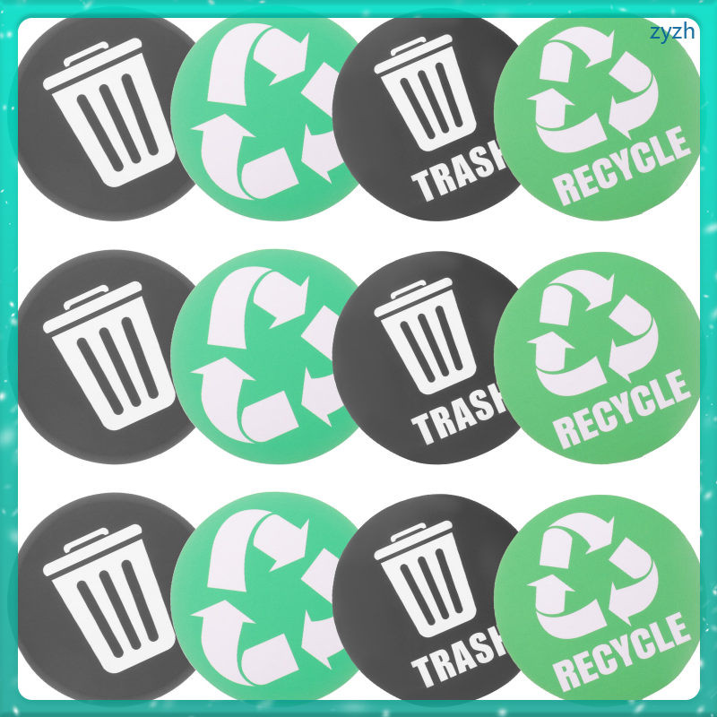 Garbage Sorting Stickers 12 Pcs Trash Bin Label Recycle for Can Round ...