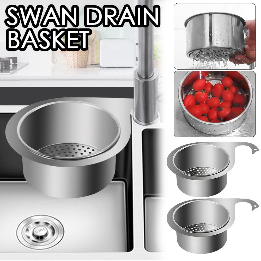Stainless Steel Swan Sink Strainer Basket Food Garbage Filter Hanging ...