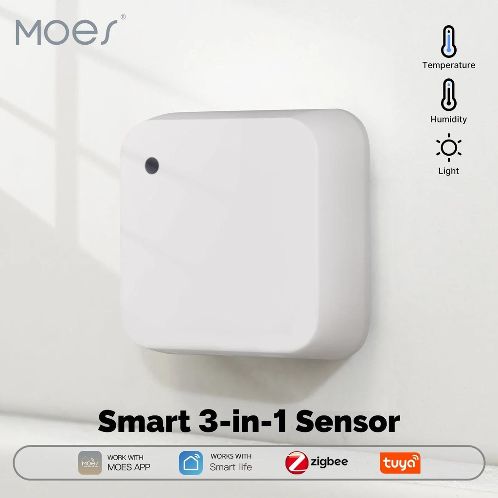 MOES Tuya ZigBee Smart Temperautre Humidity Light Sensor Illumination ...