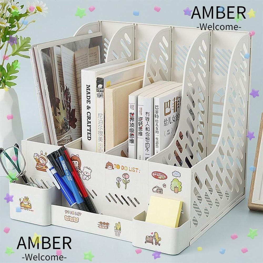 AMBER Desktop File Storage Box, Compartments Removable Student Book ...