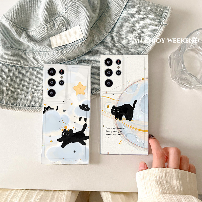 Cute Star Planet Cat Case For Samsung S25 FE A07 A17 A16 A06 5G A26 A56 ...