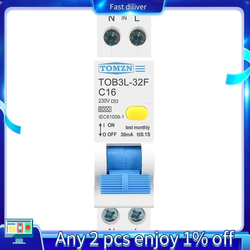 18MM 230V RCBO 1P+N 6KA Residual Current Differential Automatic Circuit Breaker with over ...