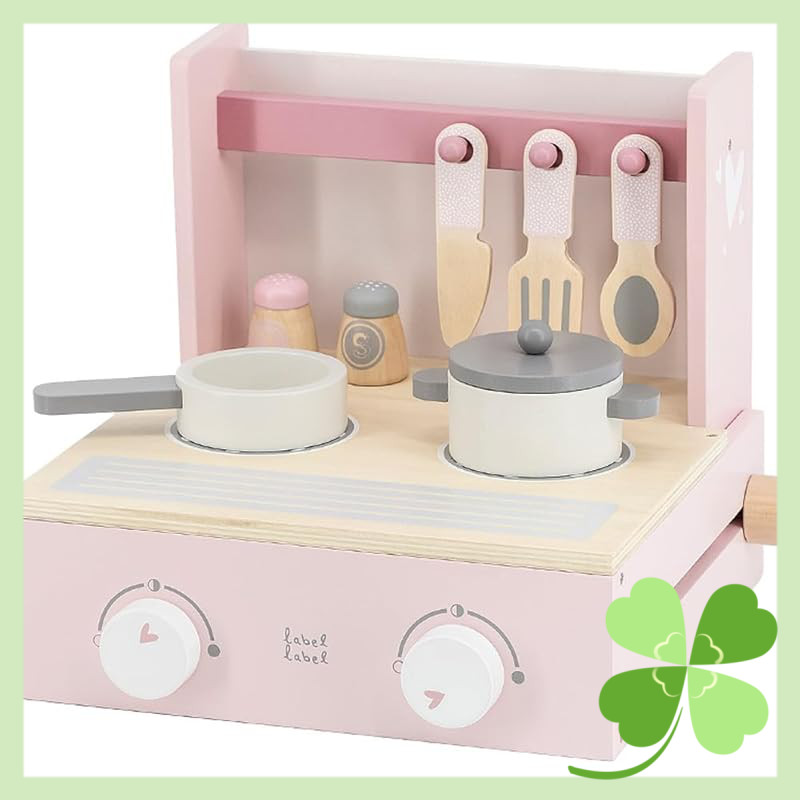 LabelLabel Foldable Cooker Mini Kitchen Play Set - Wooden Pretend Play ...