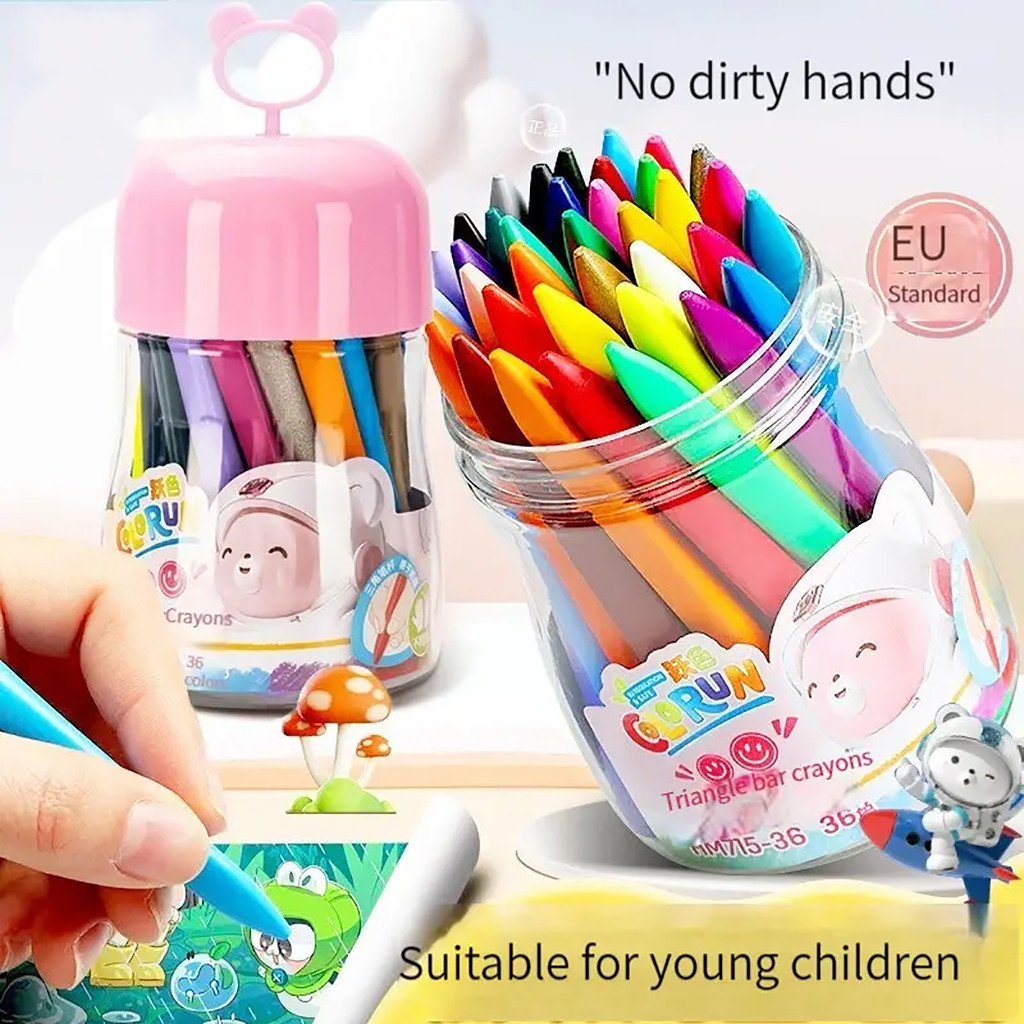 Thebest 12/24/36 Colors Plastic Crayons Non-Toxic Not Dirty Coloring ...
