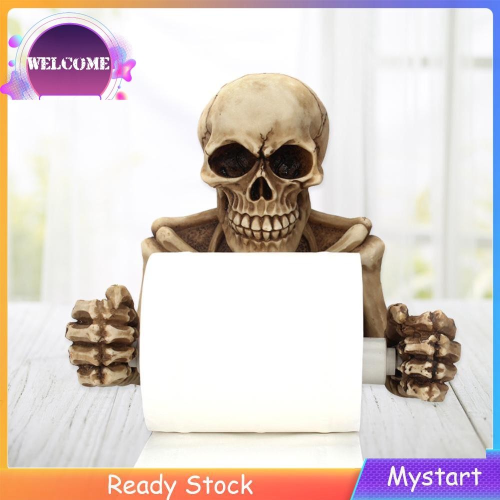 Resin Creative Skull Roll Paper Holder Wall Hanging Toilet Pumping ...