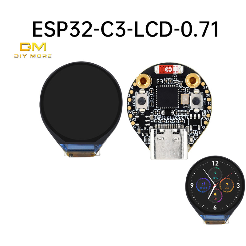 DIYMORE ESP32-C3 0.71 Inch Circular Ips Lcd Development Board With a ...