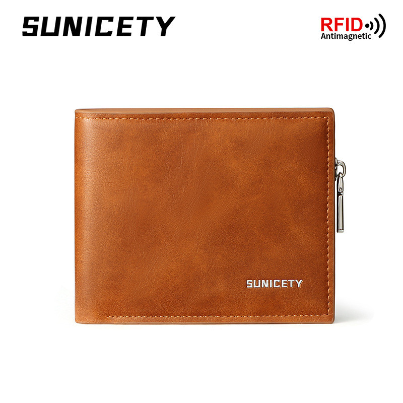 New Men Bagscredit Card Leather Wallet Business RFID Anti-theft Coin ...