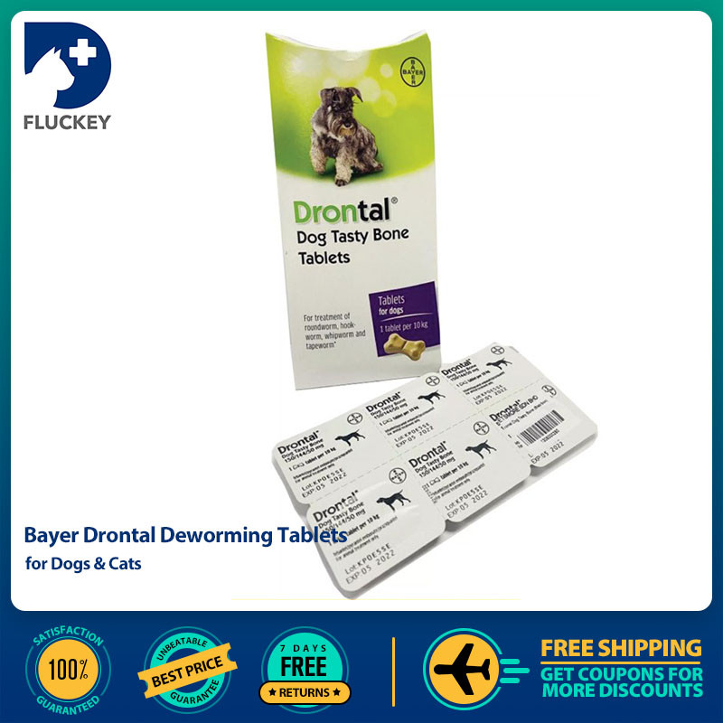 BAYER Drontal Tapeworm Whipworm Roundworms Dewormer For Cats and Dogs ...