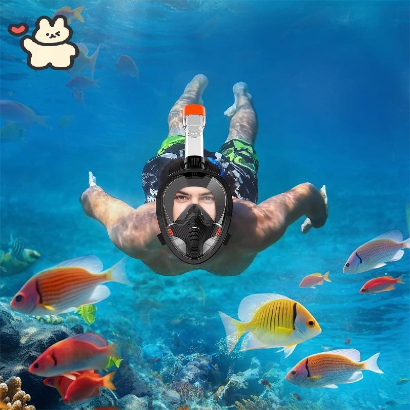 Summer Swimming Diving Mask Full Face Snorkel Mask Dry Top Underwater ...