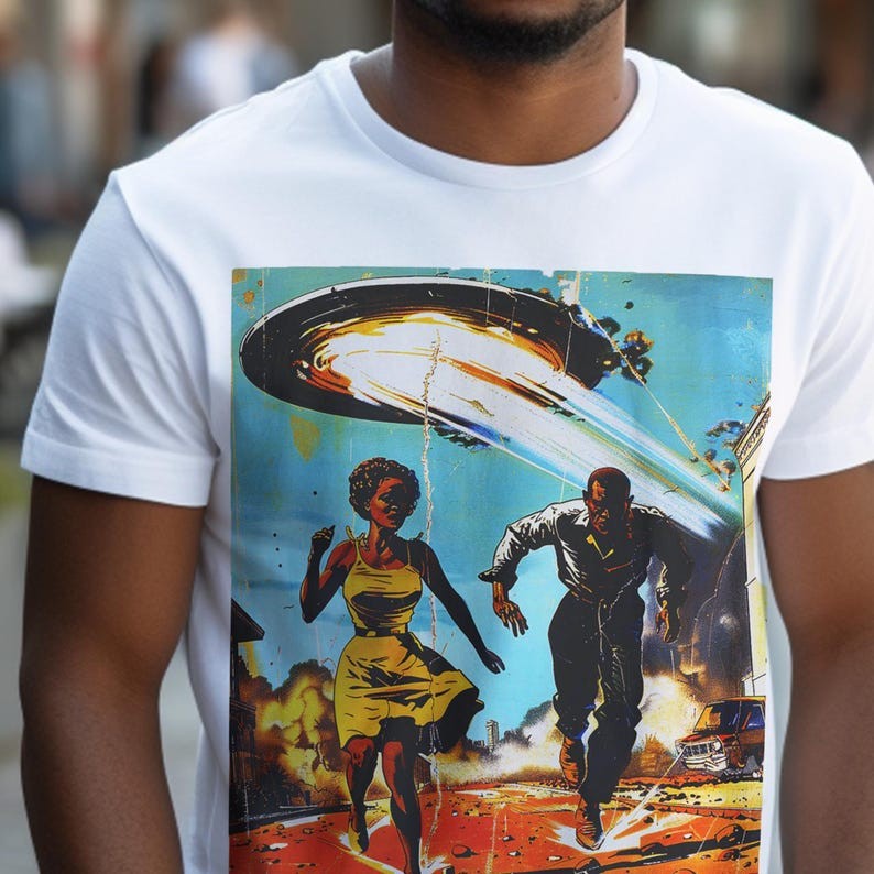Alien Invasion Shirt - UFO Sighting - Spaceship Battle - Sci Fi Tee ...