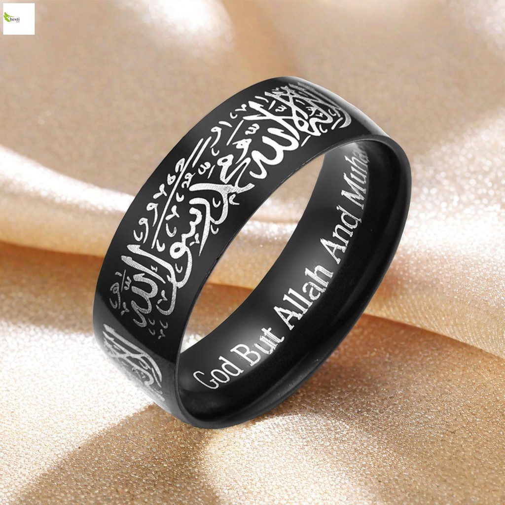 Men's Stainless Steel Ring Multi Color Options Muslim Allah Islam Ring ...