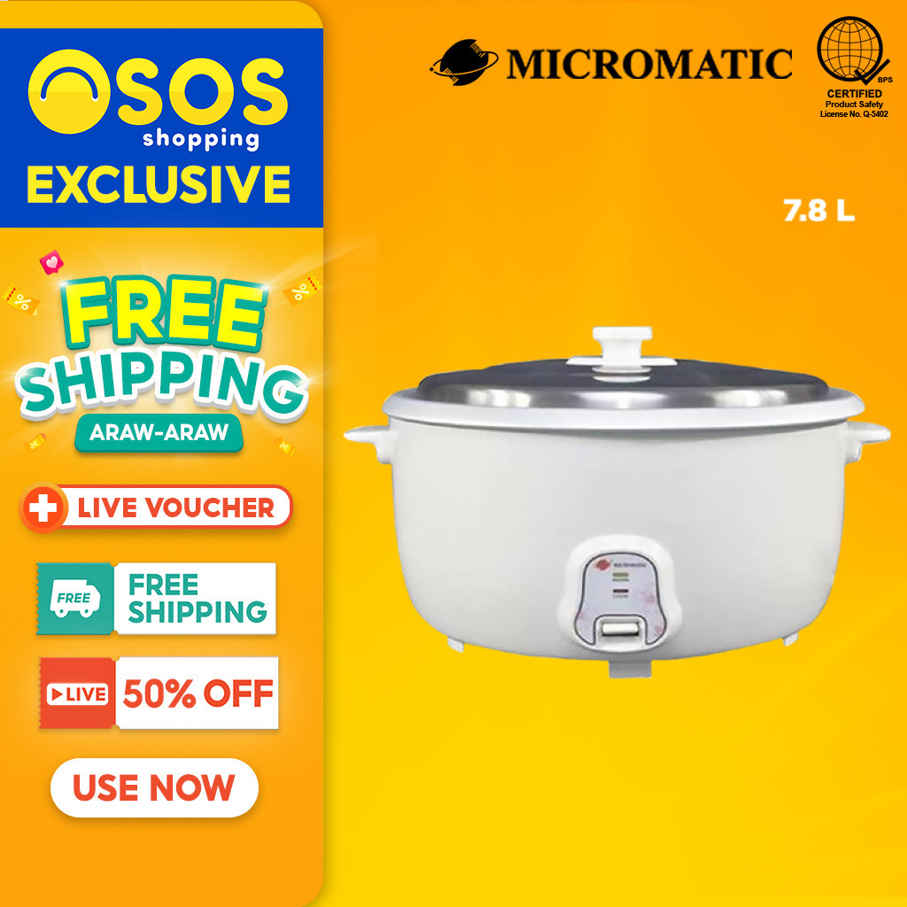 MICROMATIC Original 7.8Liters Capacity 45 Cups Heavy Duty Rice Cooker ...