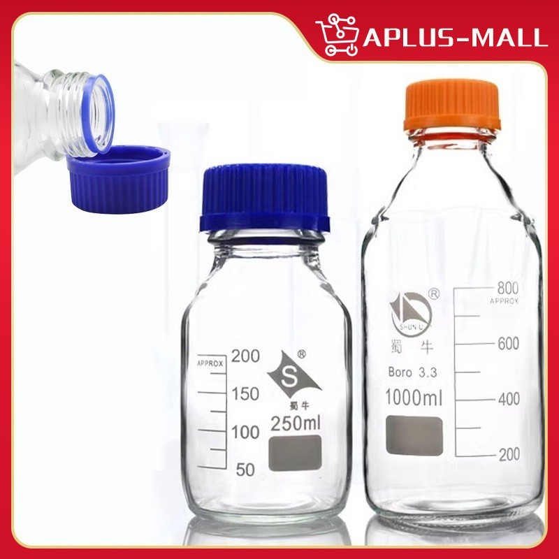 Graduated Glass Reagent Bottle 100/250/500ml Reagent Bottle Media ...