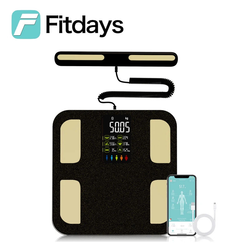 Fitdays 8 Electrode Smart Body Scale Smart Full Body Composition Bioimpedance Scale Digital Body ...
