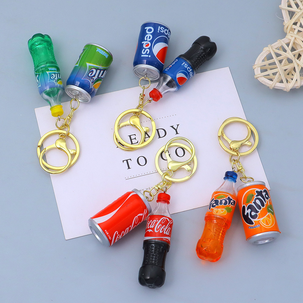 Mini 3D Drink Bottle Keychain Cans Shaped Sodas Keyring Unisex Car Key ...