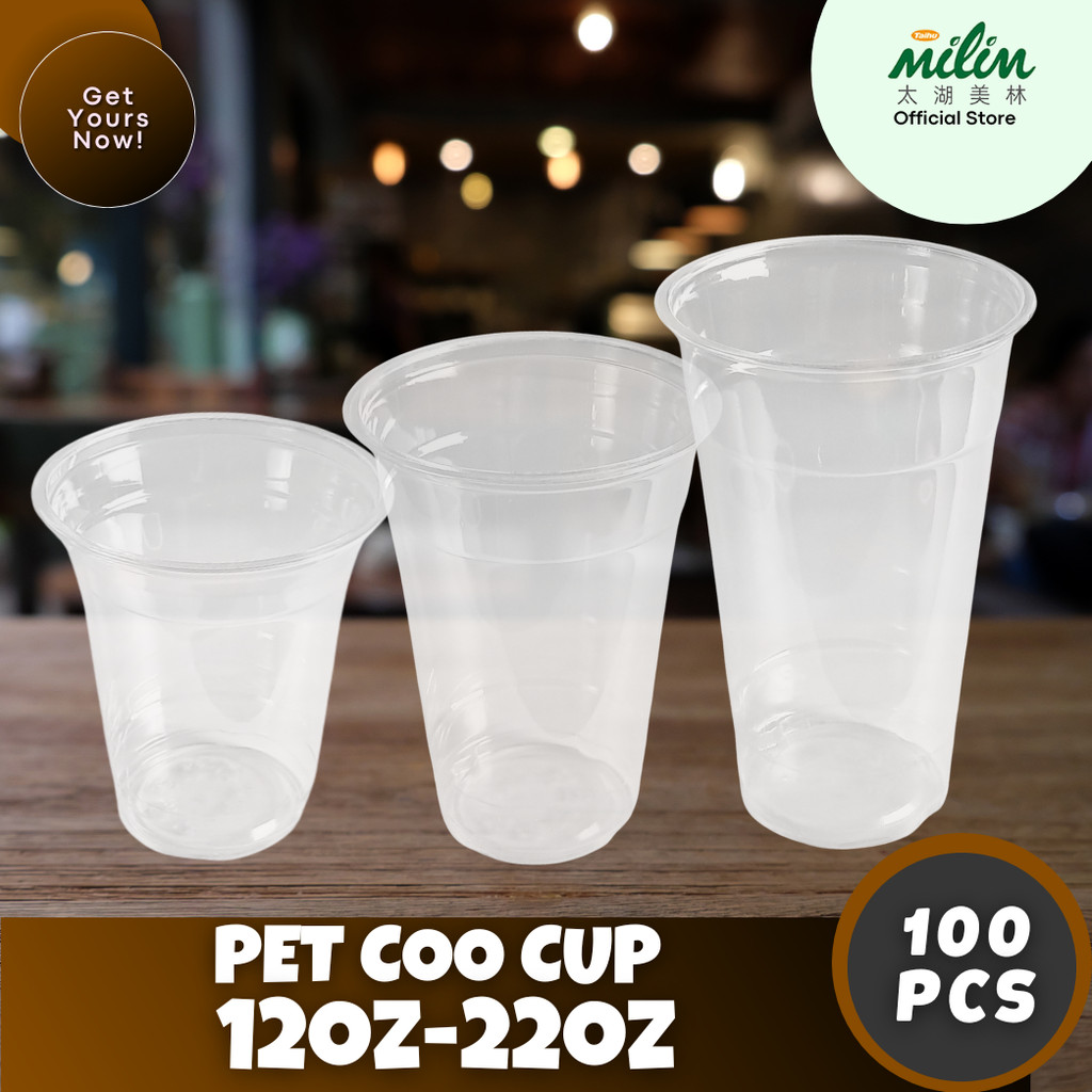 PET Coo Cup 95MM 100pcs 12OZ - 22OZ / Disposable Cups / Milk Tea Cups ...