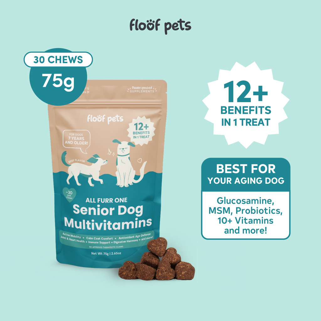 Floof Pets 12-in-1 Senior Dog Multivitamins 30 Chews (75g) Healthy ...