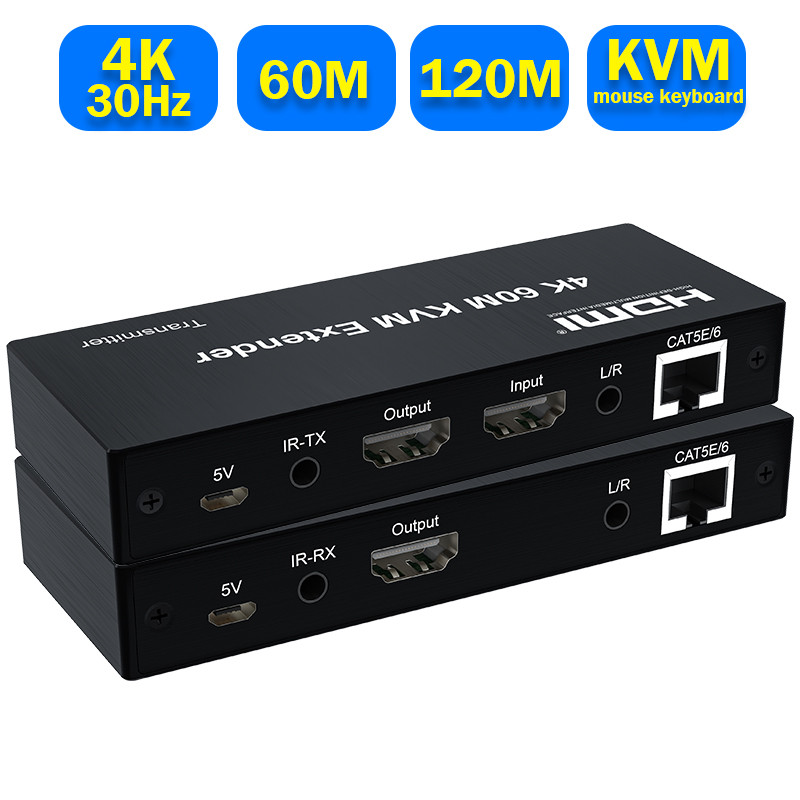 4K 120M HDMI KVM Extender 60M over RJ45 Ethernet Cat6e/6 cable HDMI USB ...