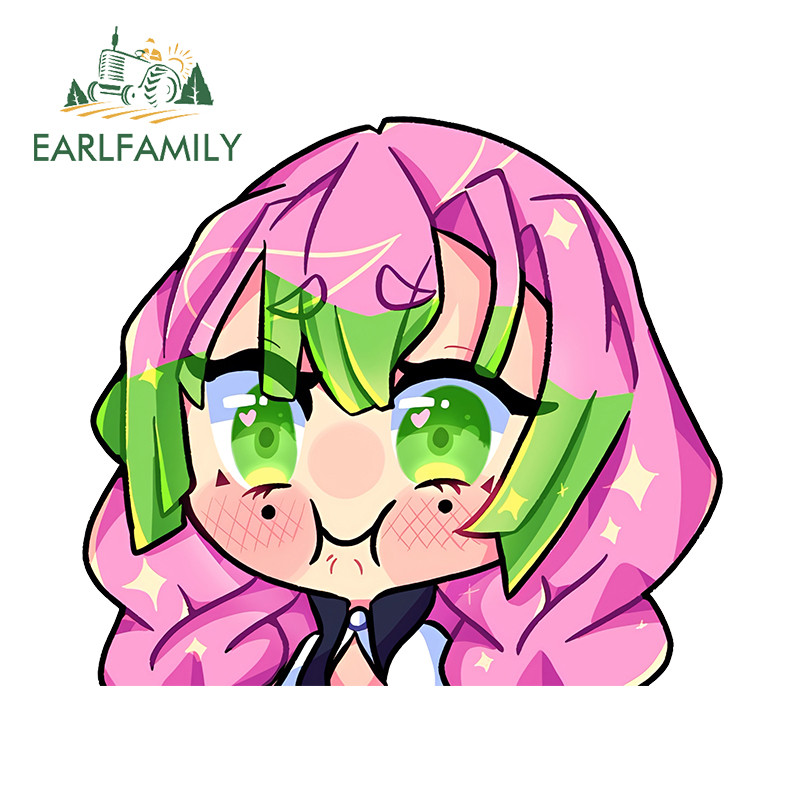 EARLFAMILY 13cm x 11.6cm Mitsuri Kanroji Peek Chibi Car Stickers Demon ...