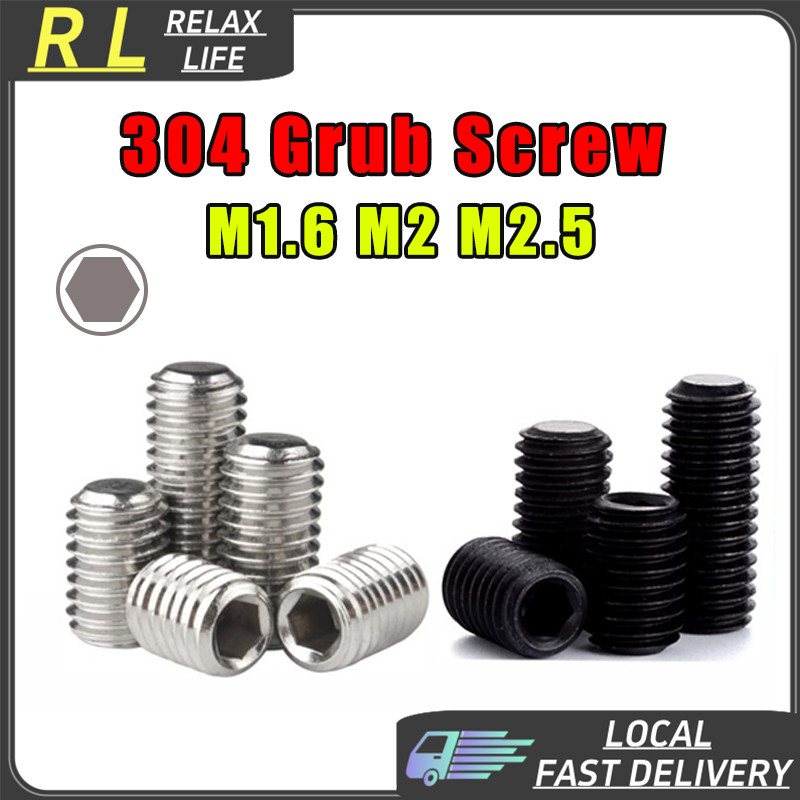 RL M1.6-M2.5 Grub Screw 304 Stainless Steel DIN916 Skru Flat Small Headless Cup Ended Hex Socket ...