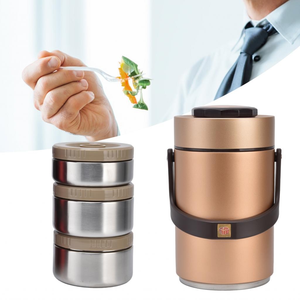2.3L Vacuum Lunch Box 304 Stainless Steel 3 Layers Prevent Leakage ...