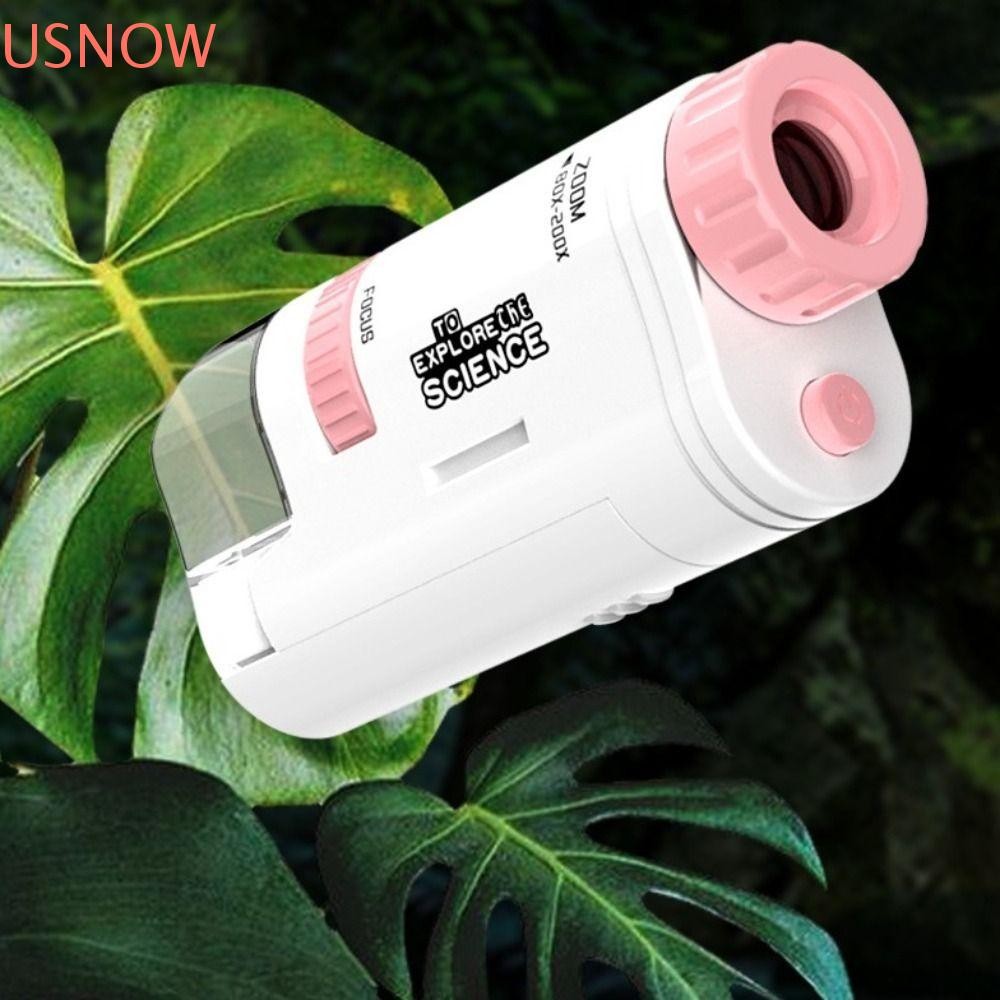 USNOW Pocket Microscope, 80-200x LED Light Electric Mini Microscope ...