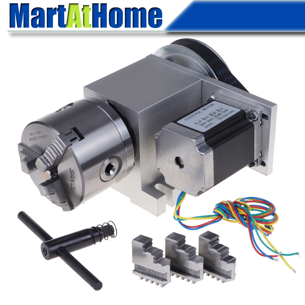 ☌CRA066-A/B/C CNC Router Rotary Indexer 4th Axis 6:1 with 3-jaw/4-jaw ...