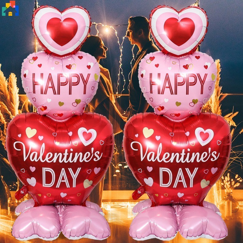 Large Heart Shape Standing Balloon Happy Valentine's Day Aluminum Film ...