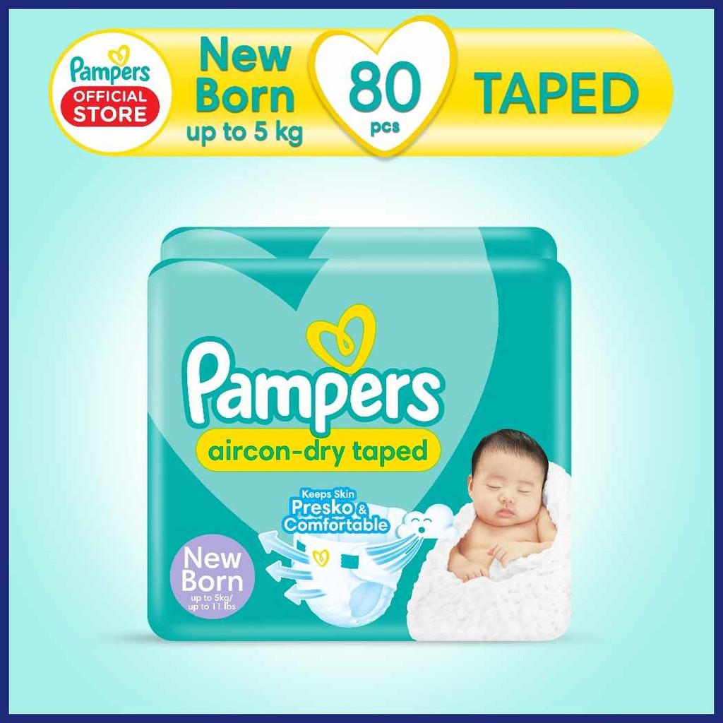 Pampers!mEAircon-Dry q+S+O+Fm+fn+zx+Tl Taped Diapers New Born 40s x 2 ...