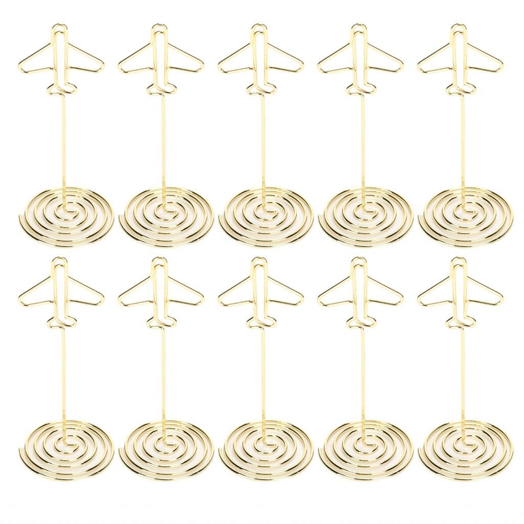 Buybest1 10Pcs Golden Desktop Memo Holder Plane Model Jumbo Paper Clip ...
