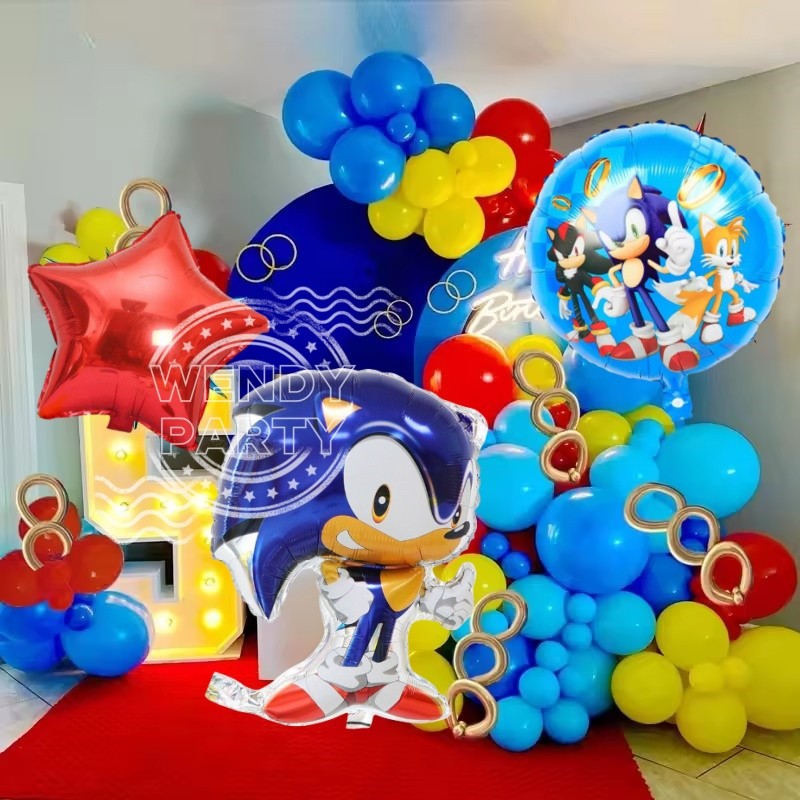 Sonic The Hedgehog Balloon Garland Arch Kit Blue Number for Boy ...